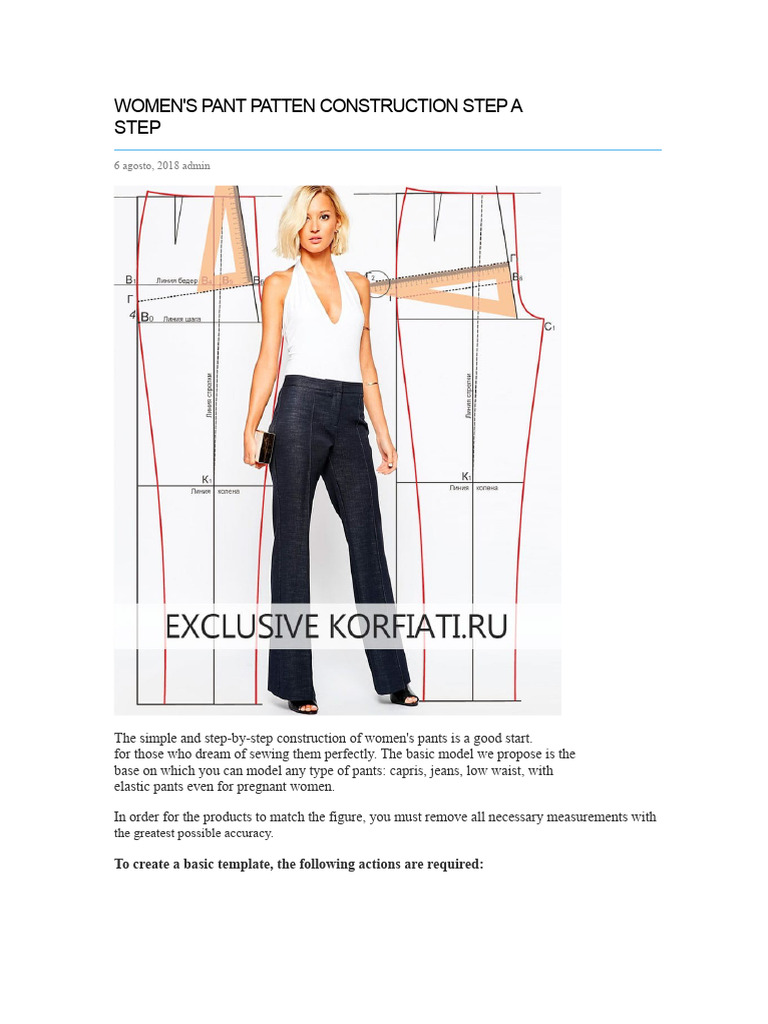 Women's Pant Pattern Construction Step by Step | PDF | Length | Trousers
