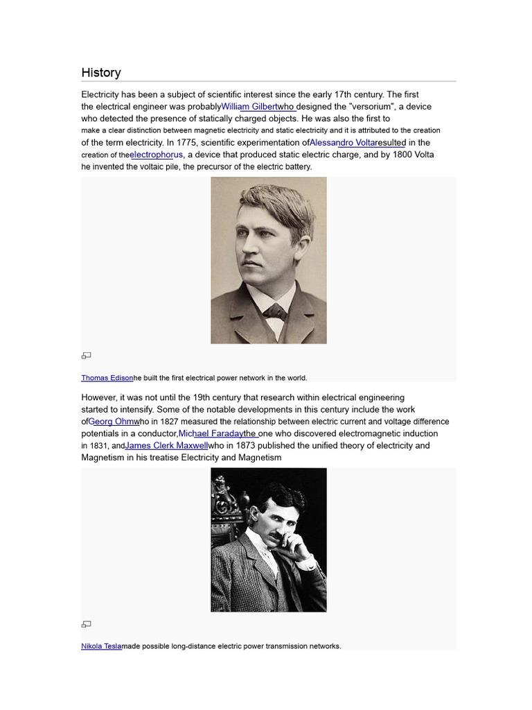 History of Electrical Engineering | PDF | Electricity | Electrical ...