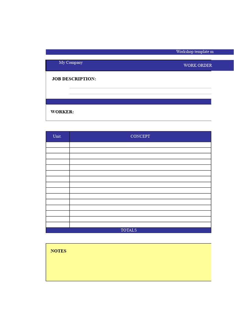 Excel Template Mechanical Workshop Management | PDF