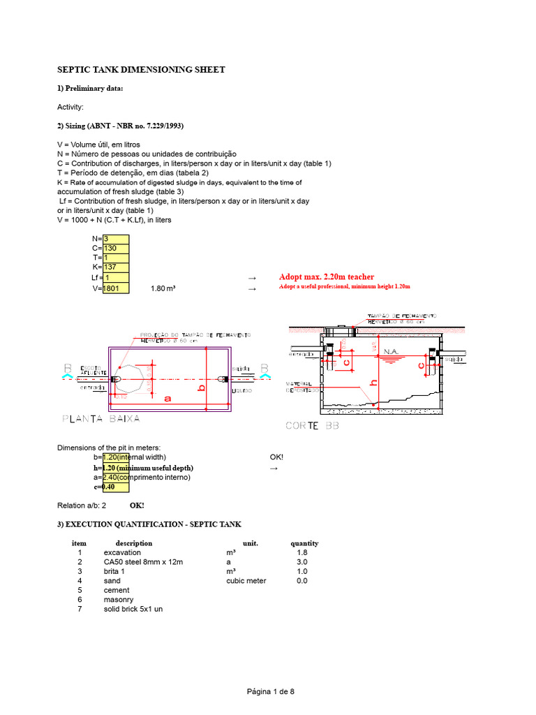 Septic Tank Sizing Calculation Guide | PDF | Septic Tank | Hygiene
