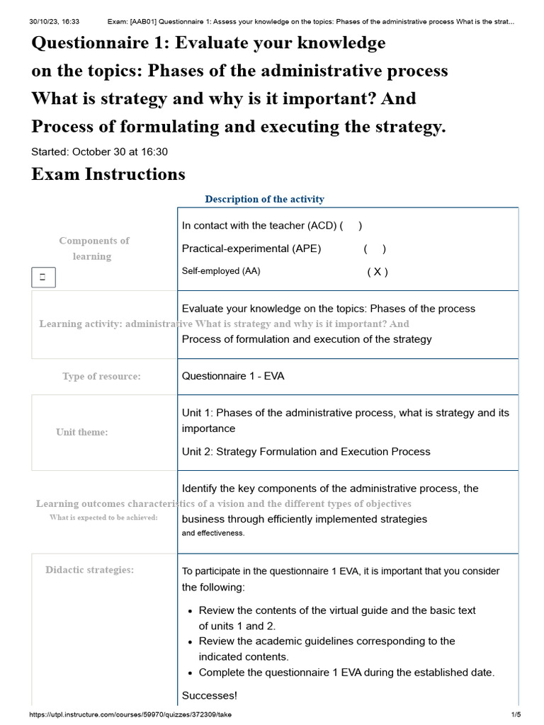 Exam (AAB01) Questionnaire 1 - Assess Your Knowledge On The Topics ...