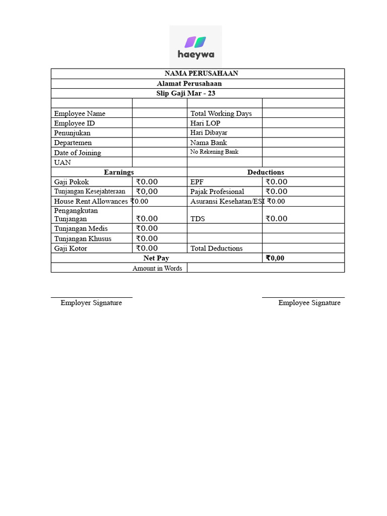 Format Slip Gaji Dalam Word | PDF