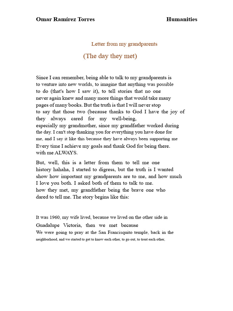 Letter From My Grandparents | PDF | Grandparent
