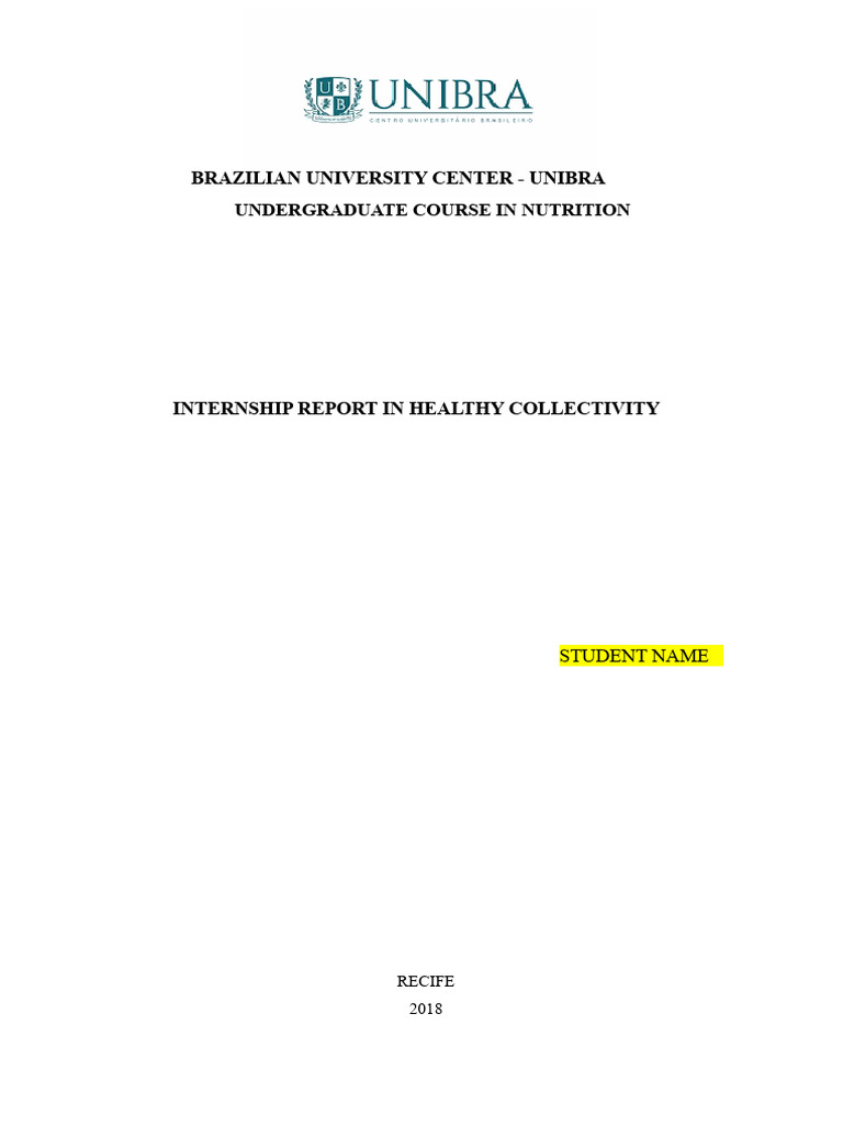 Internship Report Model - Uan 2 | PDF | Meal | Hygiene