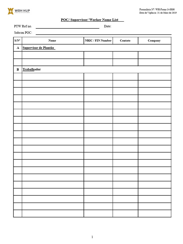 Formulário WH-Form-14-R00 para Supervisão | PDF