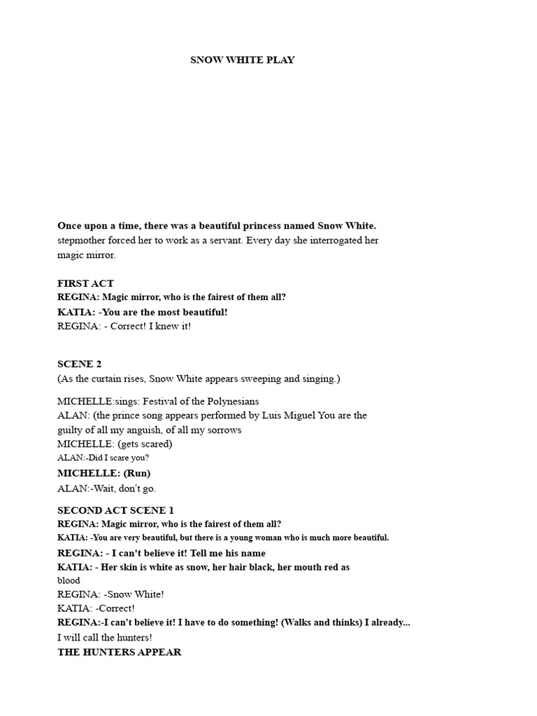 Snow White Play | PDF | Snow White | Fairy Tales