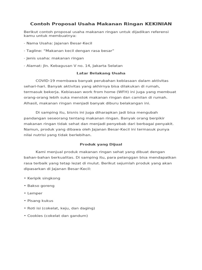 Proposal Usaha Mandiri | PDF