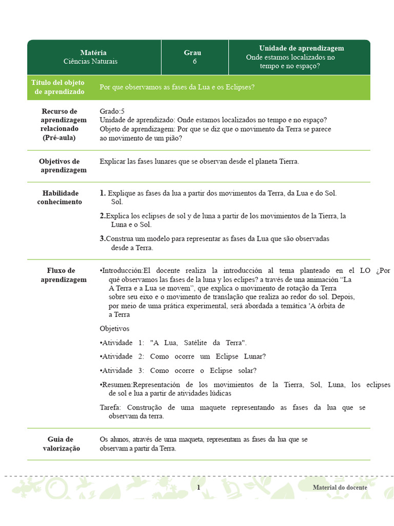 GUIA DBA 1 Por Que Observamos As Fases Da Lua e Os Eclipses | PDF | Lua | Eclipse