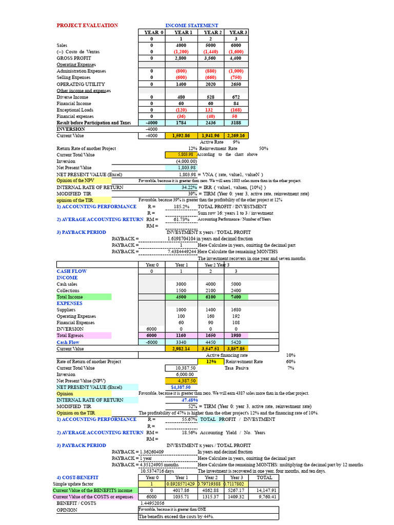 Project Evaluation Task With NPV and IRR 3 | PDF | Net Present Value ...