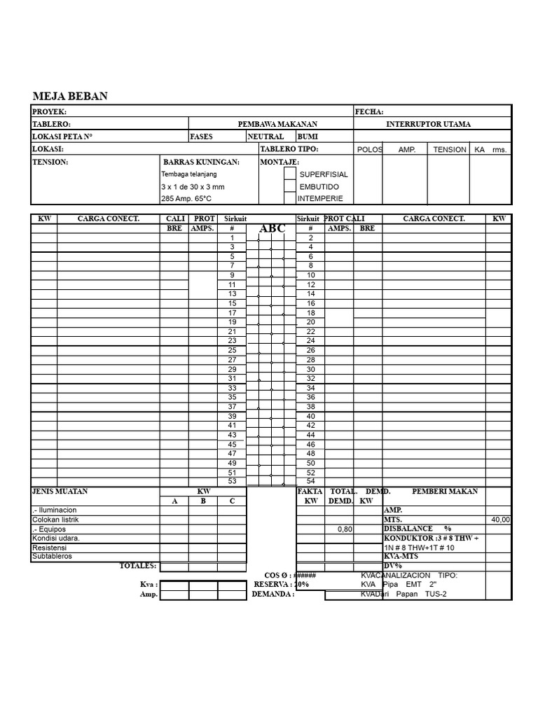Model Tabel Beban untuk Papan | PDF