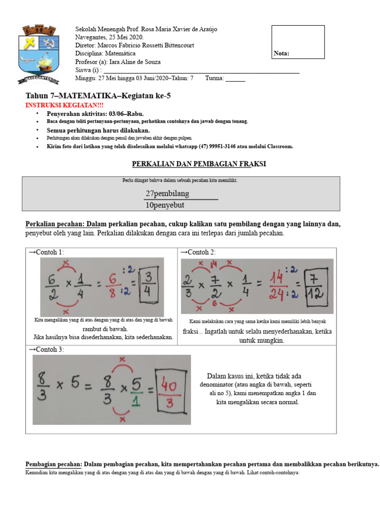 Perkalian dan pembagian pecahan | PDF