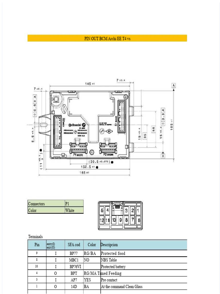 pin-out-bcm-t4-vs-v1.pdf | PDF | Automotive Technologies | Electronics