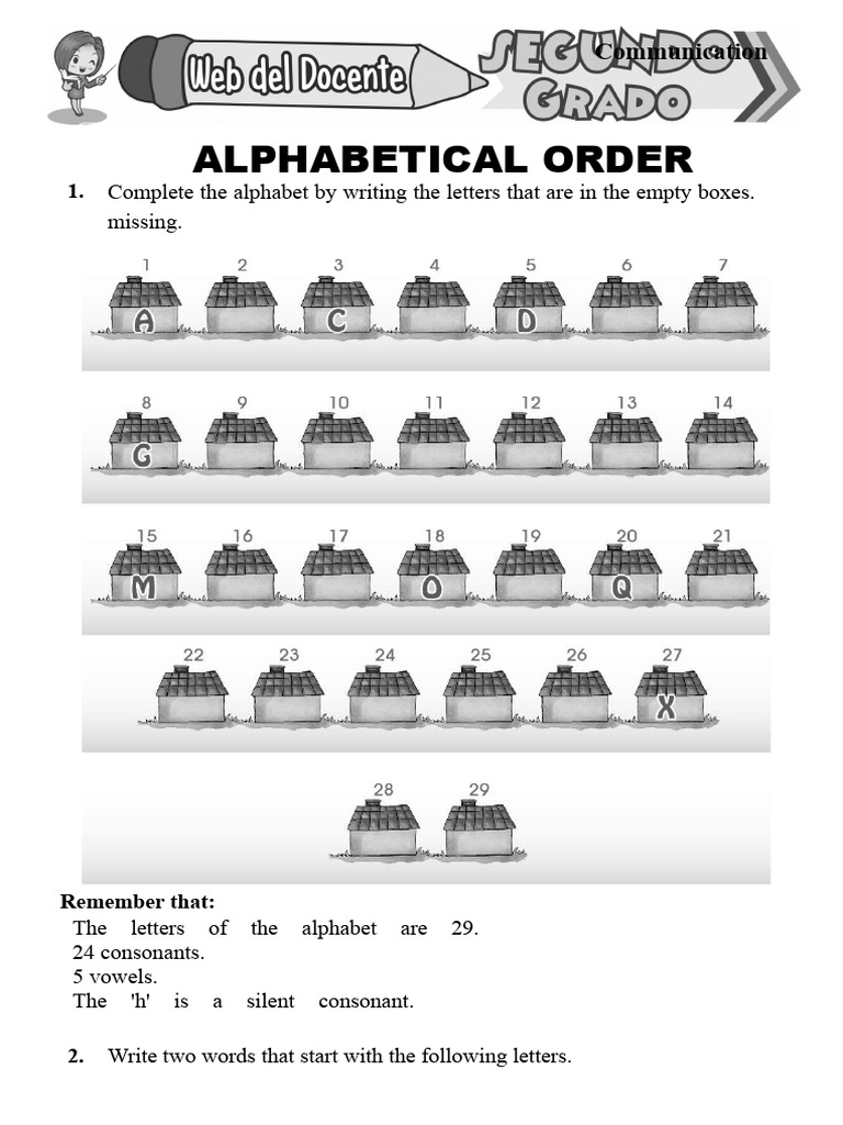 Alphabetical Order For Second Grade of Primary School | PDF