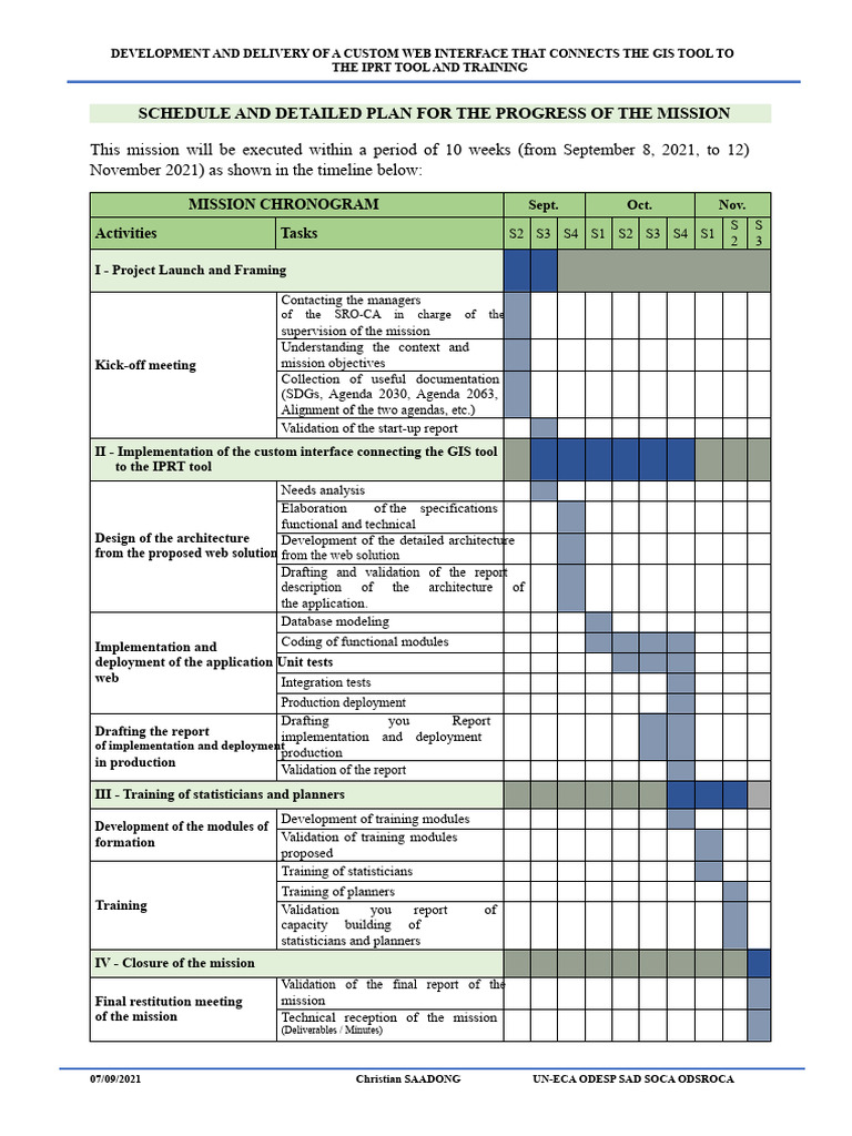 Schedule and Detailed Execution Plan of The mission-UNECA-SGC | PDF ...