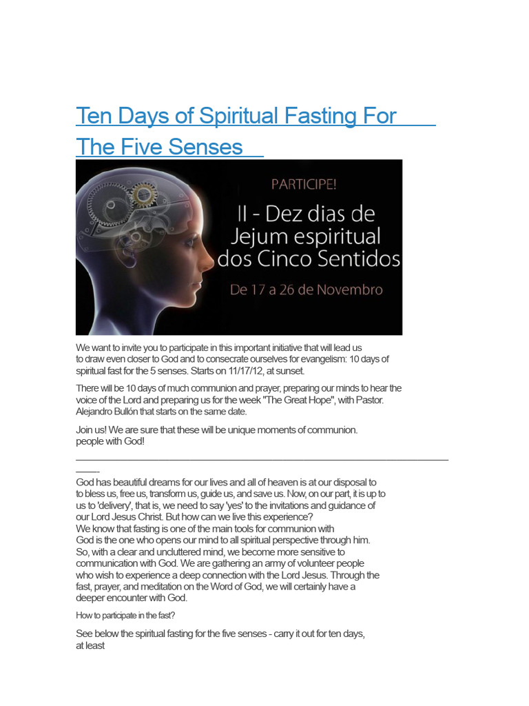 Ten Days of Spiritual Fasting For The Five Senses | PDF