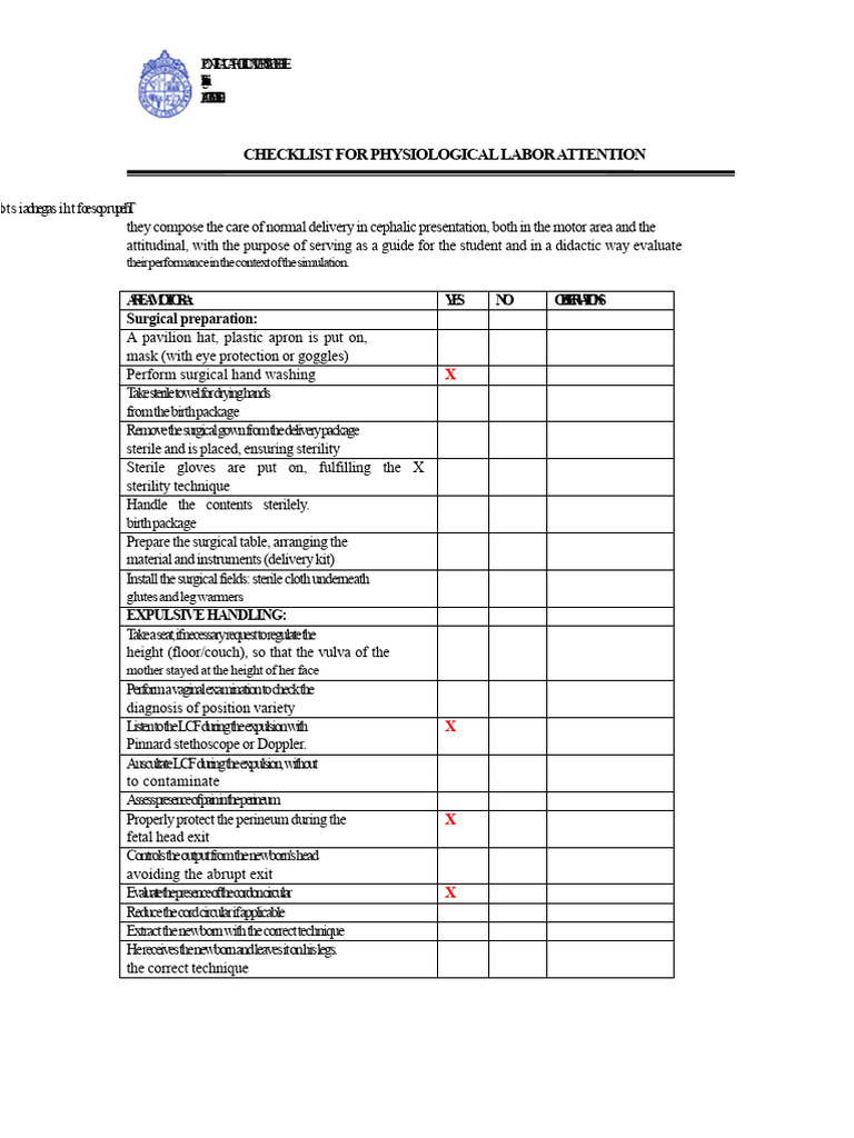 Checklist For The Management of Physiological Labor | PDF | Childbirth ...