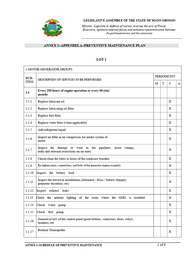 Generator Maintenance Plans Overview | PDF | Electrical Wiring ...