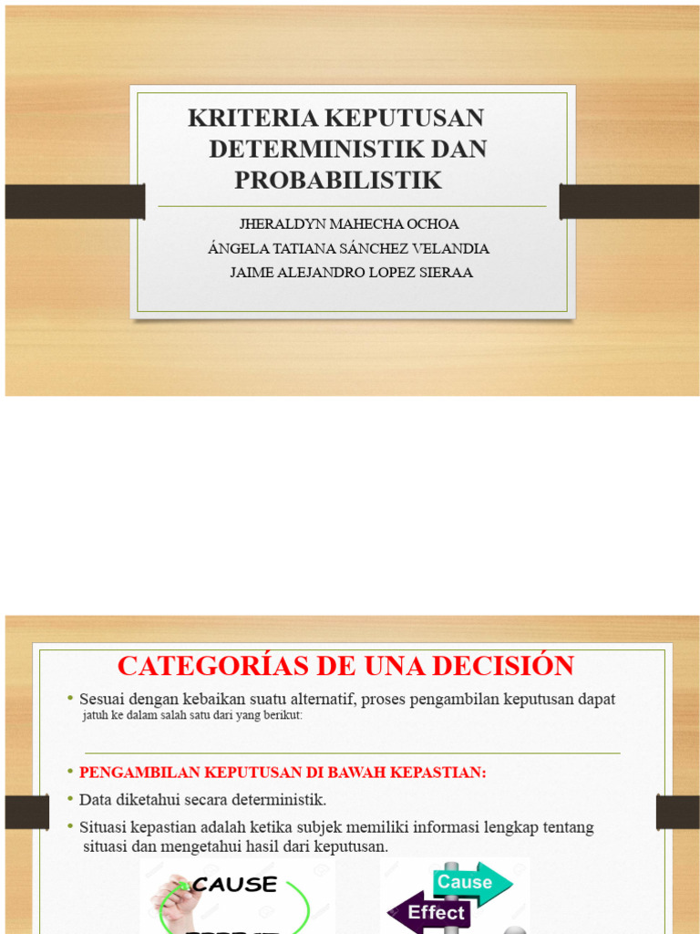 Kriteria Keputusan Deterministik Dan Probabilistik | PDF