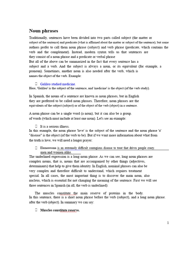 Noun Phrases | PDF | Verb | Subject (Grammar)