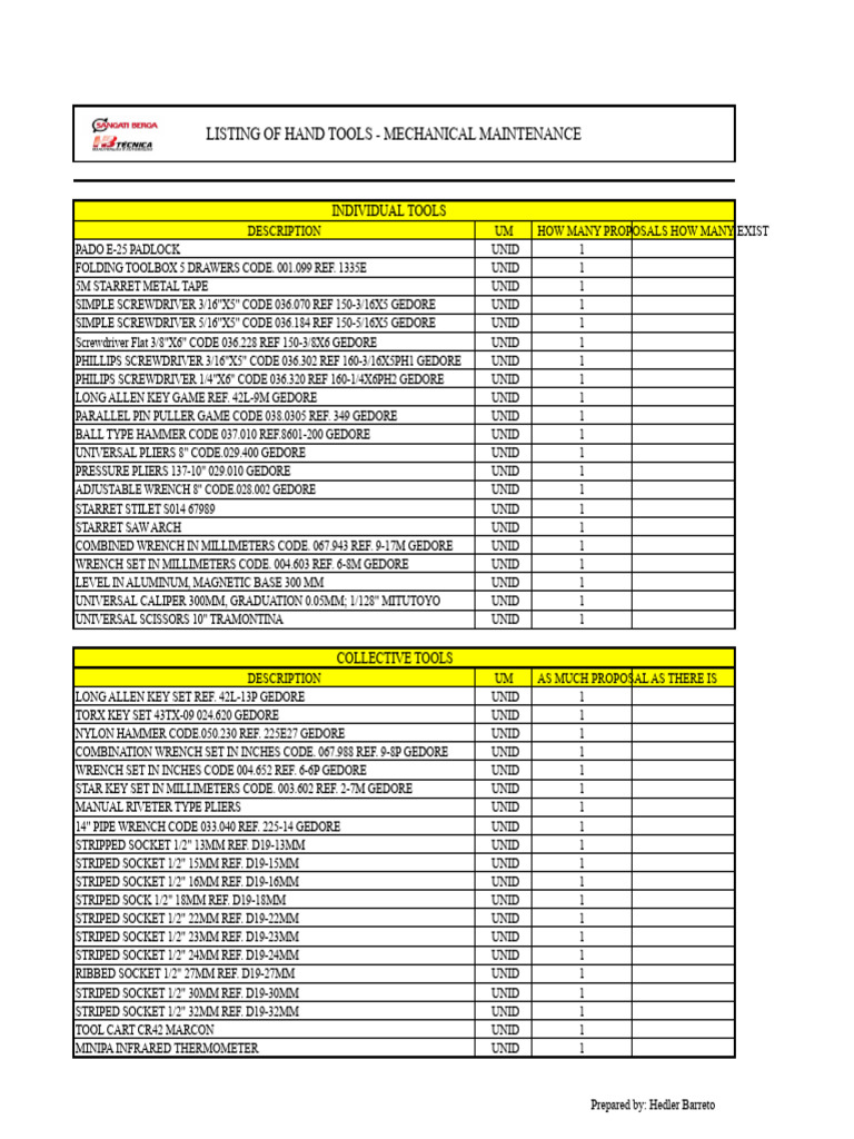 List of Mechanical Tools | PDF | Metalworking | Tools