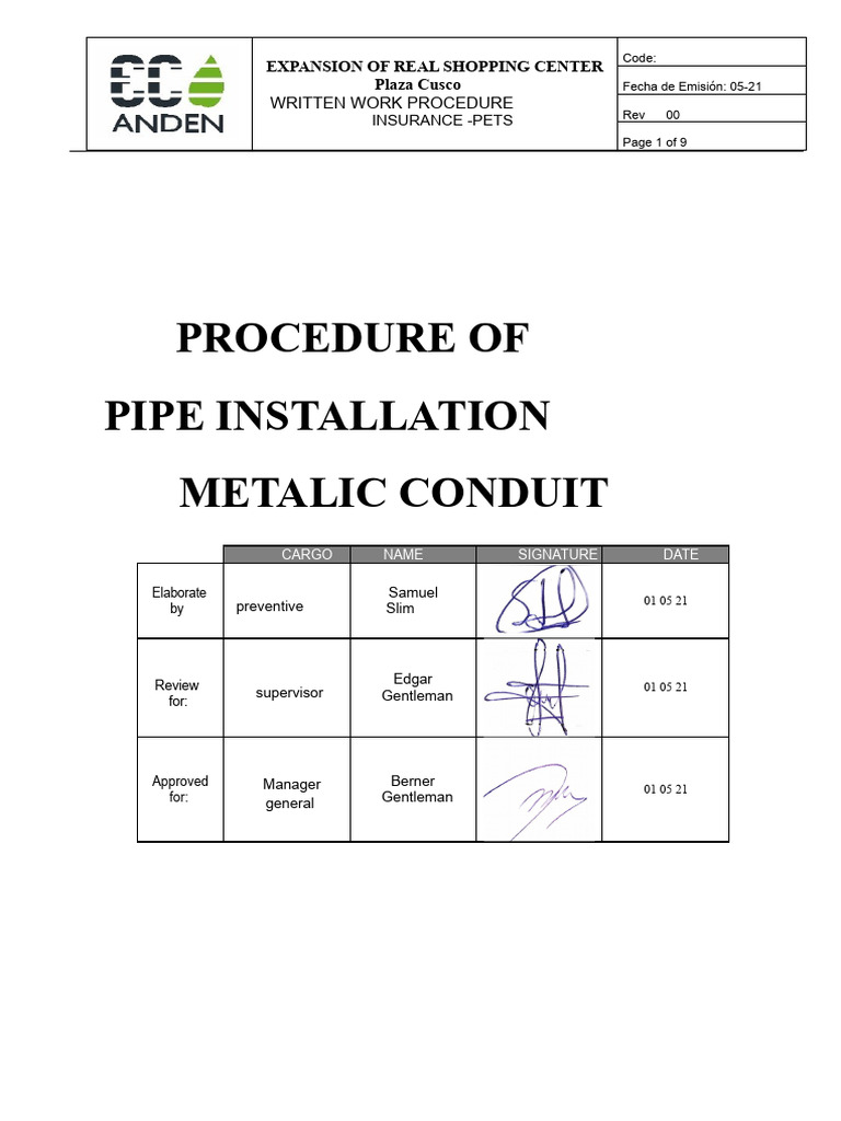 2.08e Procedure For Installing Conduit Pipes | PDF | Pipe (Fluid ...