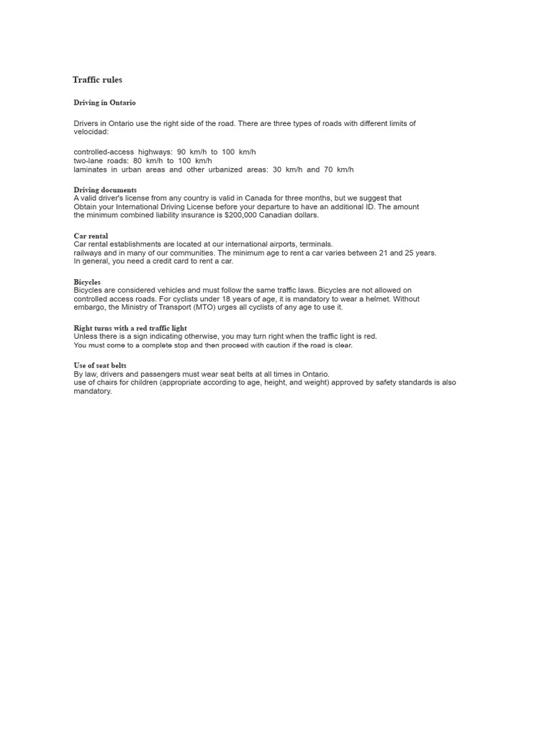 Traffic Rules | PDF | Car Rental | Traffic