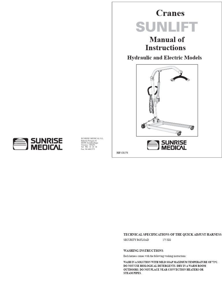 Sunlift Crane Instruction Manual | PDF | Battery Charger | Crane (Machine)