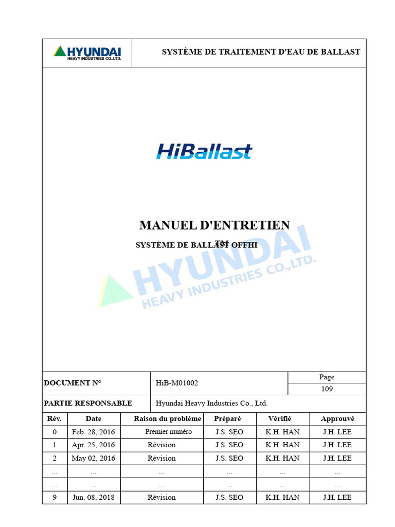 HiB-M01002 Manuel D'entretien HiBallast r9 20180608 Pour Travaux de ...