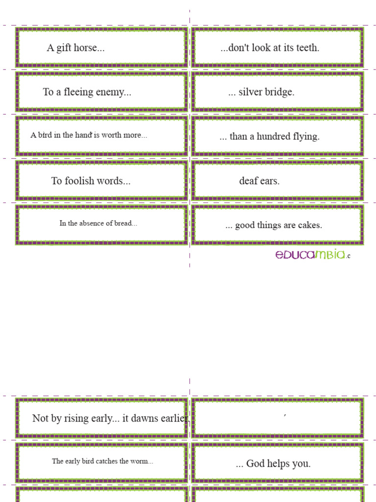 Proverbs To Exercise Print Pdf