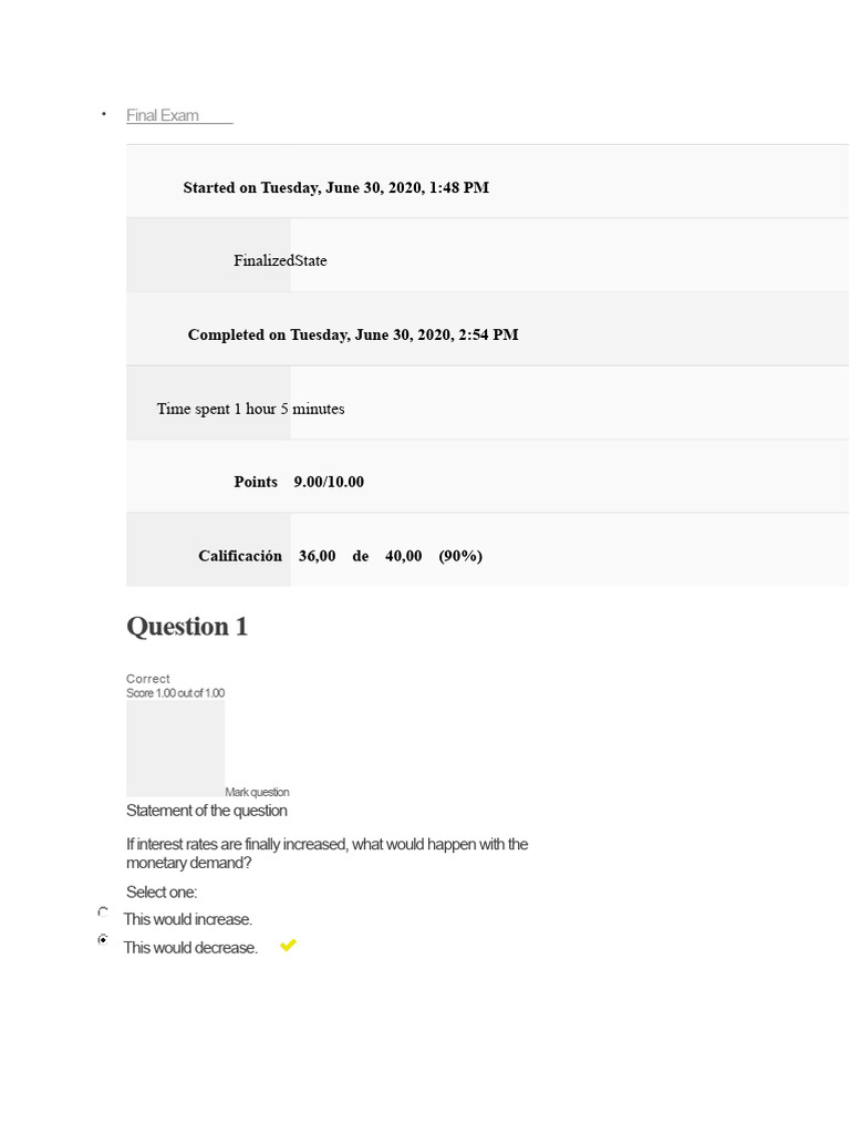 Final Exam Results and Economic Concepts | PDF | Inflation | Interest