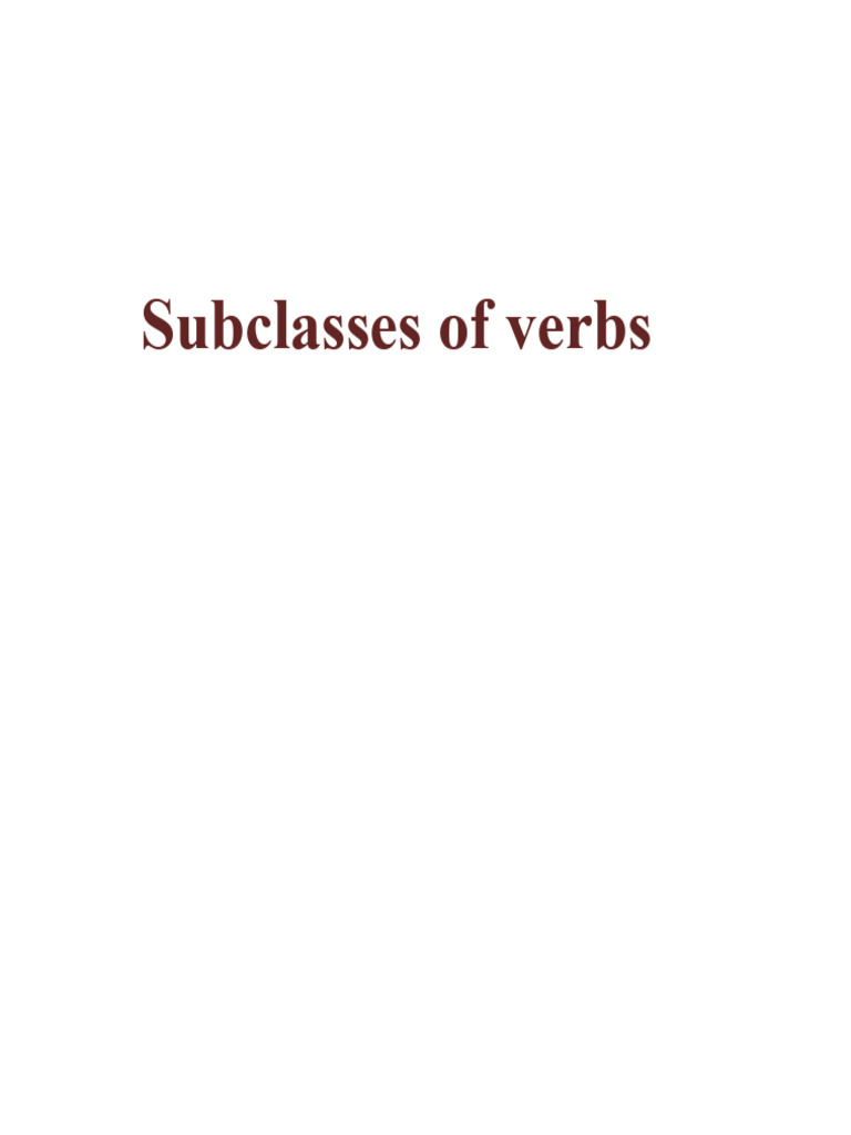 Subclasses of verbs | PDF