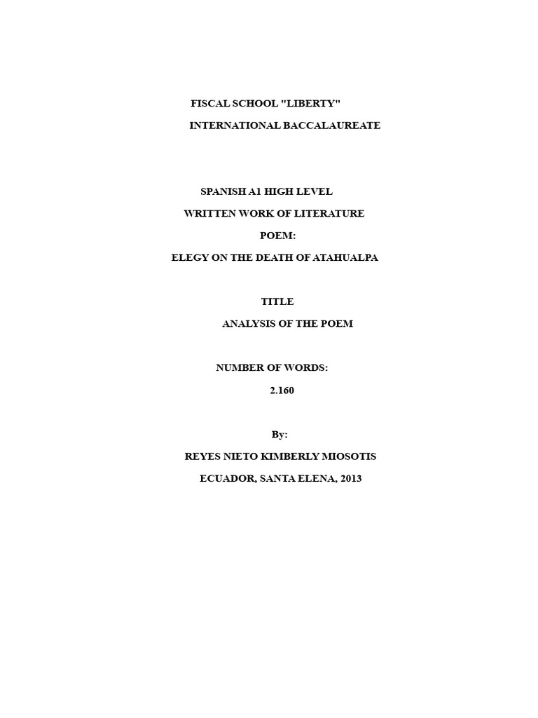 Elegy for Atahualpa: Poem Analysis | PDF | Adjective | Ecuador