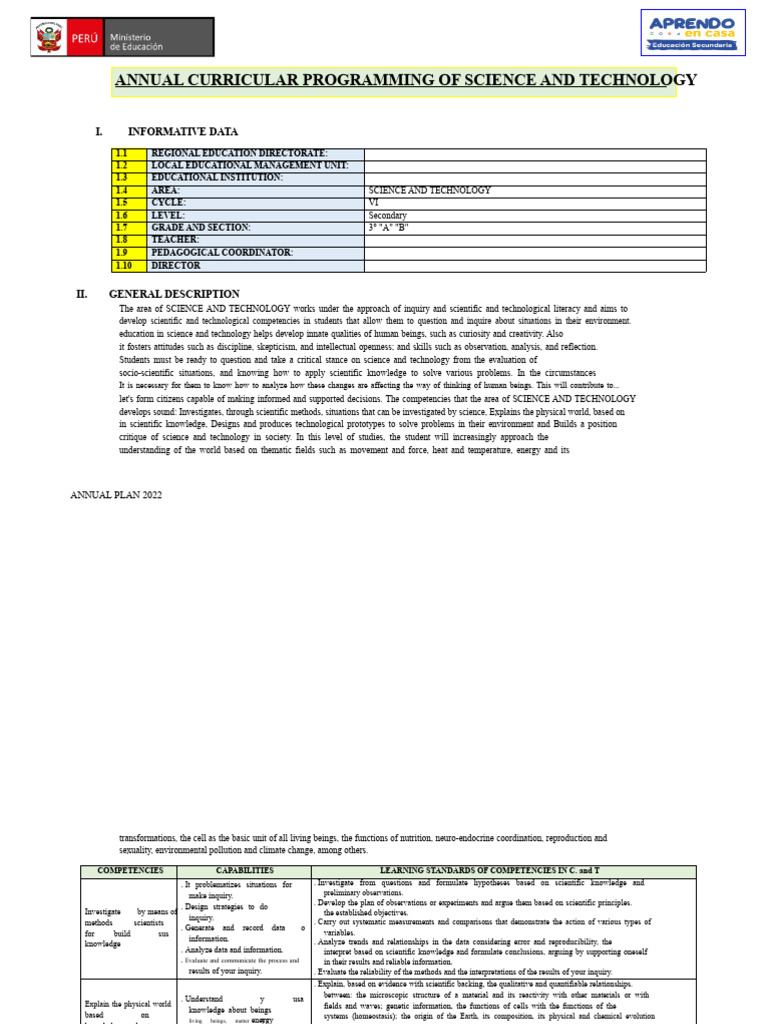 ANNUAL PROGRAMMING CyT 3RD | PDF | Science | Knowledge