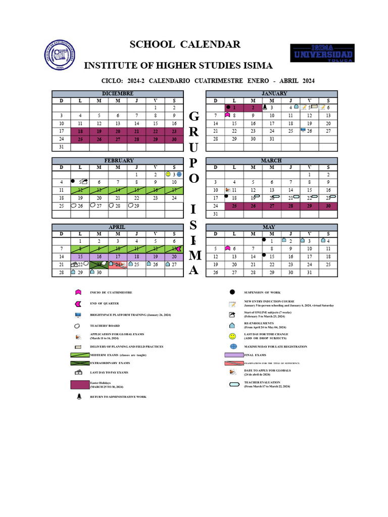 Bachelor's Degree Calendar 2024-2 | PDF | Educational Stages ...