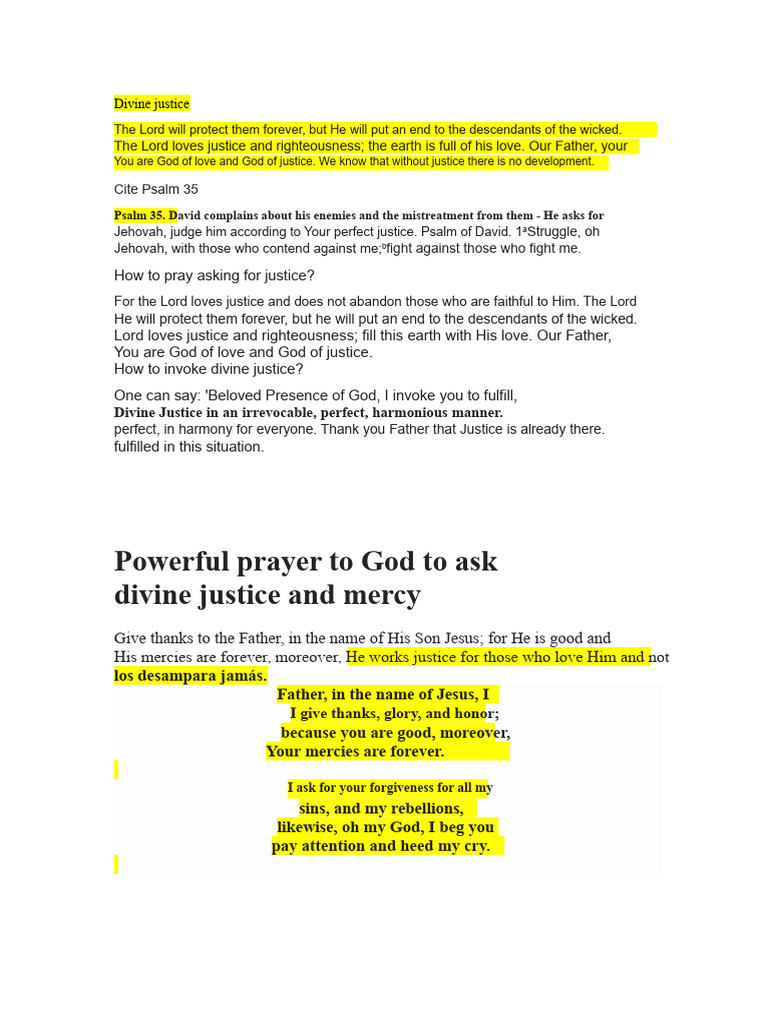 Divine Justice: Prayers and Psalms | PDF | Mercy | Justice