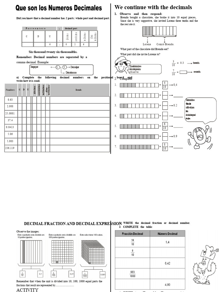 Decimal Fraction Activities | PDF | Decimal | Numbers