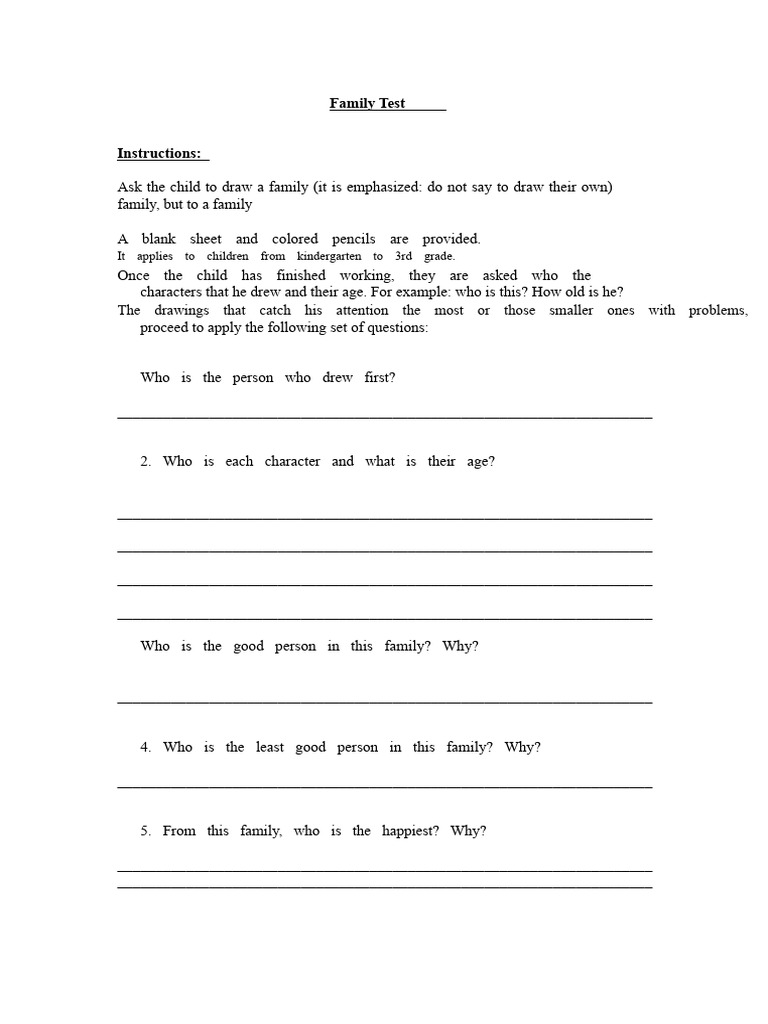 Family Drawing Test for Kids | PDF | Interpersonal Relationships ...