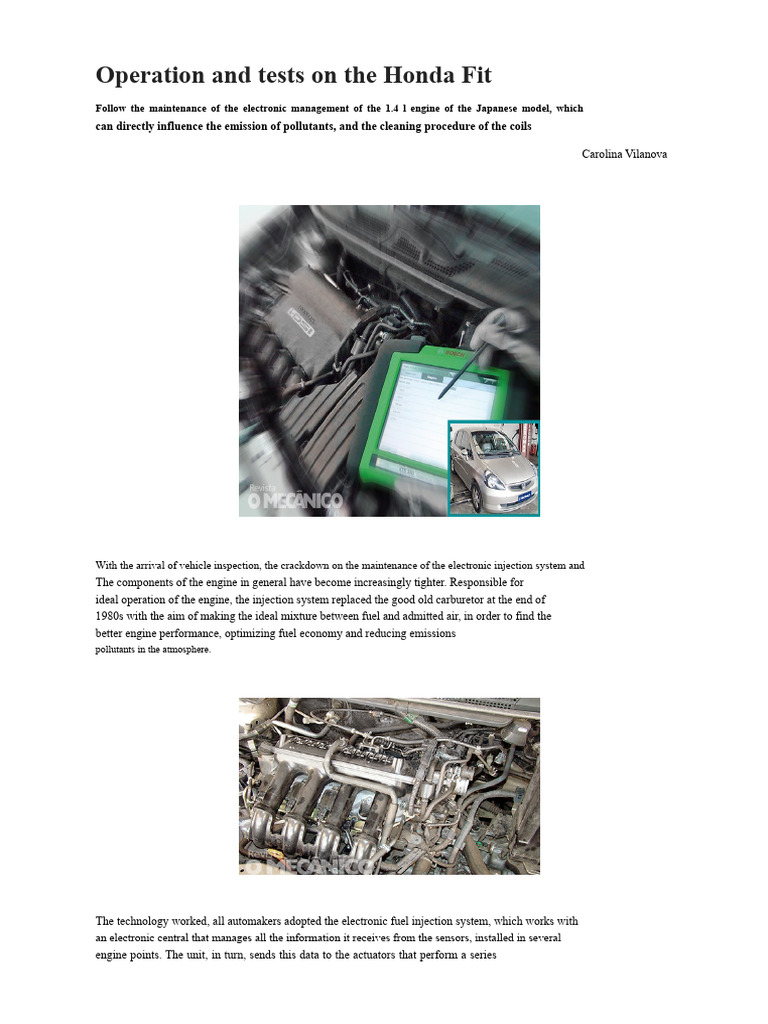 Operation and Tests On The Honda Fit | PDF | Throttle | Fuel Injection