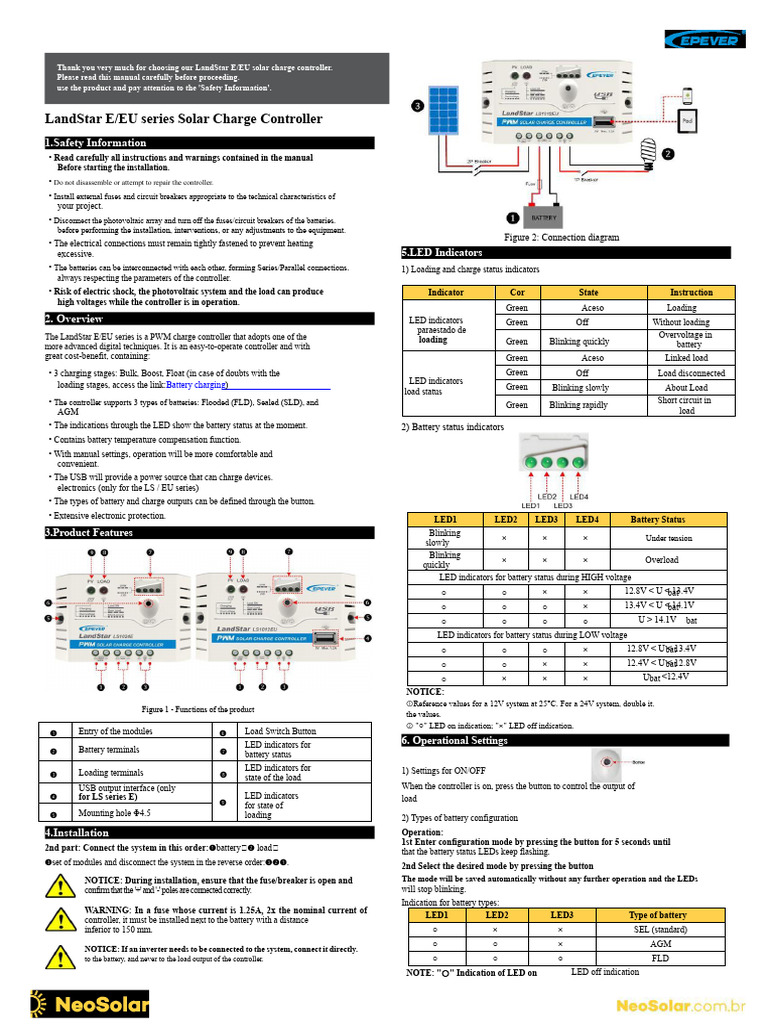 LandStar E/EU Charge Controller Manual | PDF | Electricity | Electrical ...