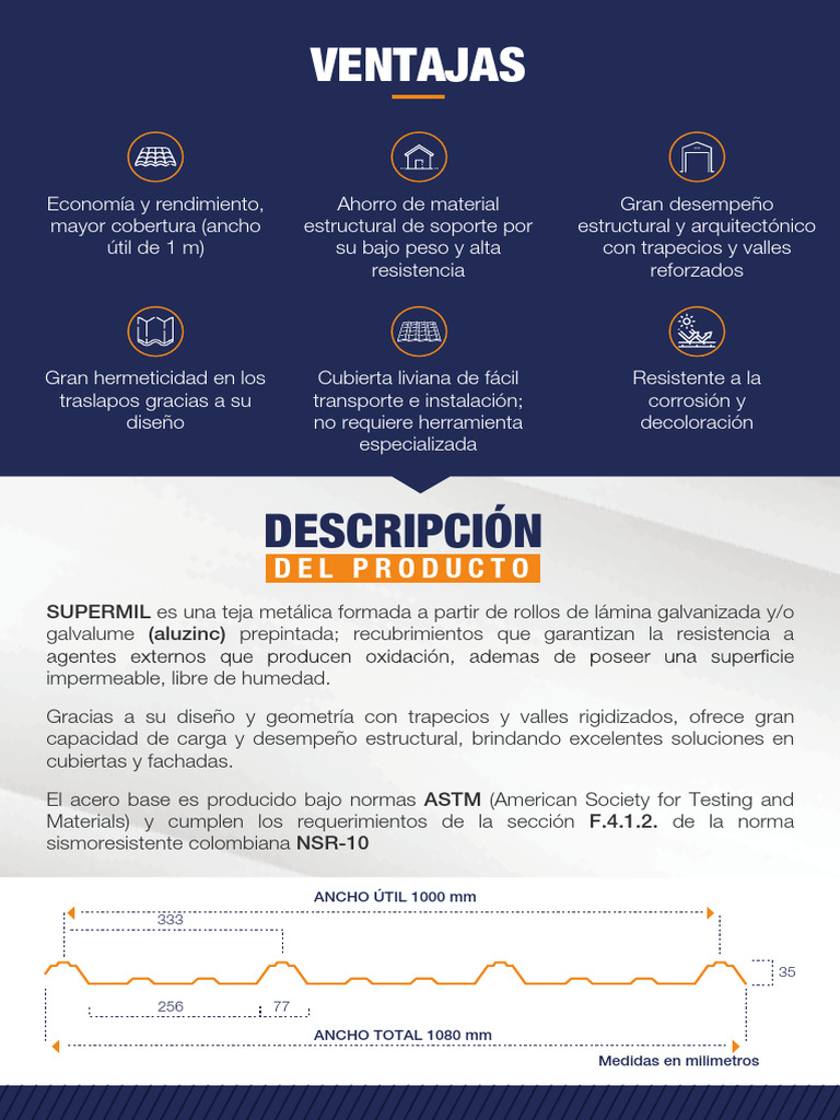 Ficha Tecnica Supermil 251106 133453 | PDF | Acero | Revestimiento