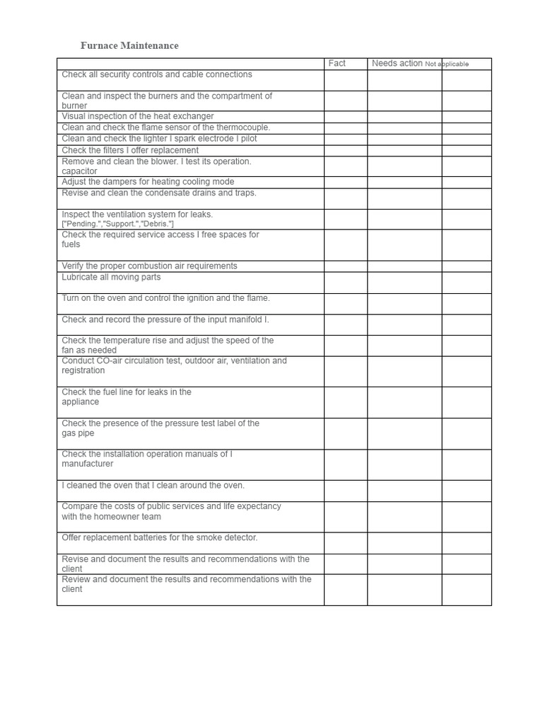 Essential Furnace Maintenance Checklist | PDF