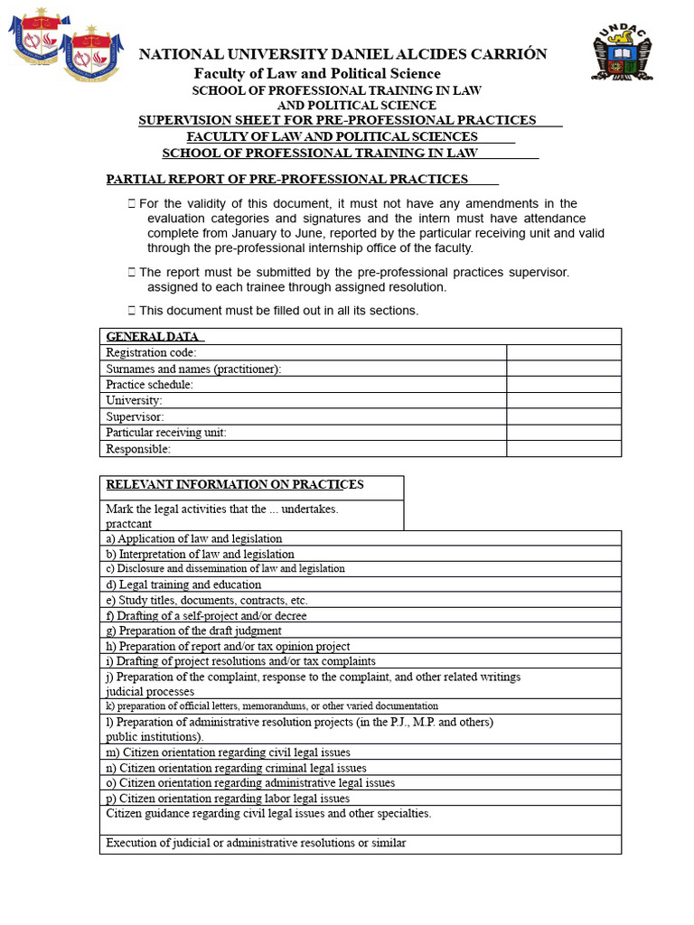 Supervision Sheet For Pre-Professional Practices | PDF | Government ...