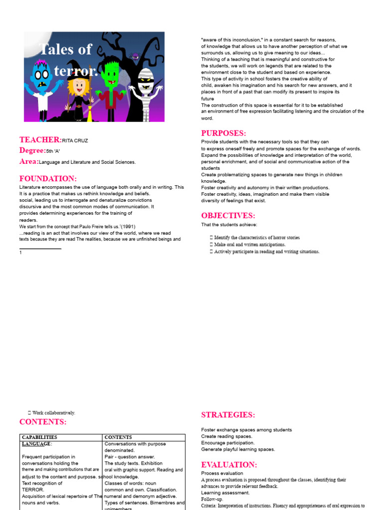 Fifth horror stories | PDF | Subject (Grammar) | Noun