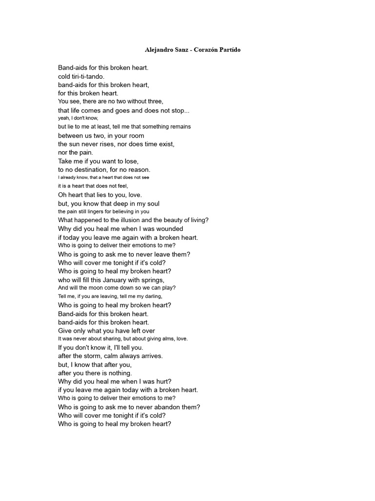 Alejandro Sanz Song Broken Heart | PDF