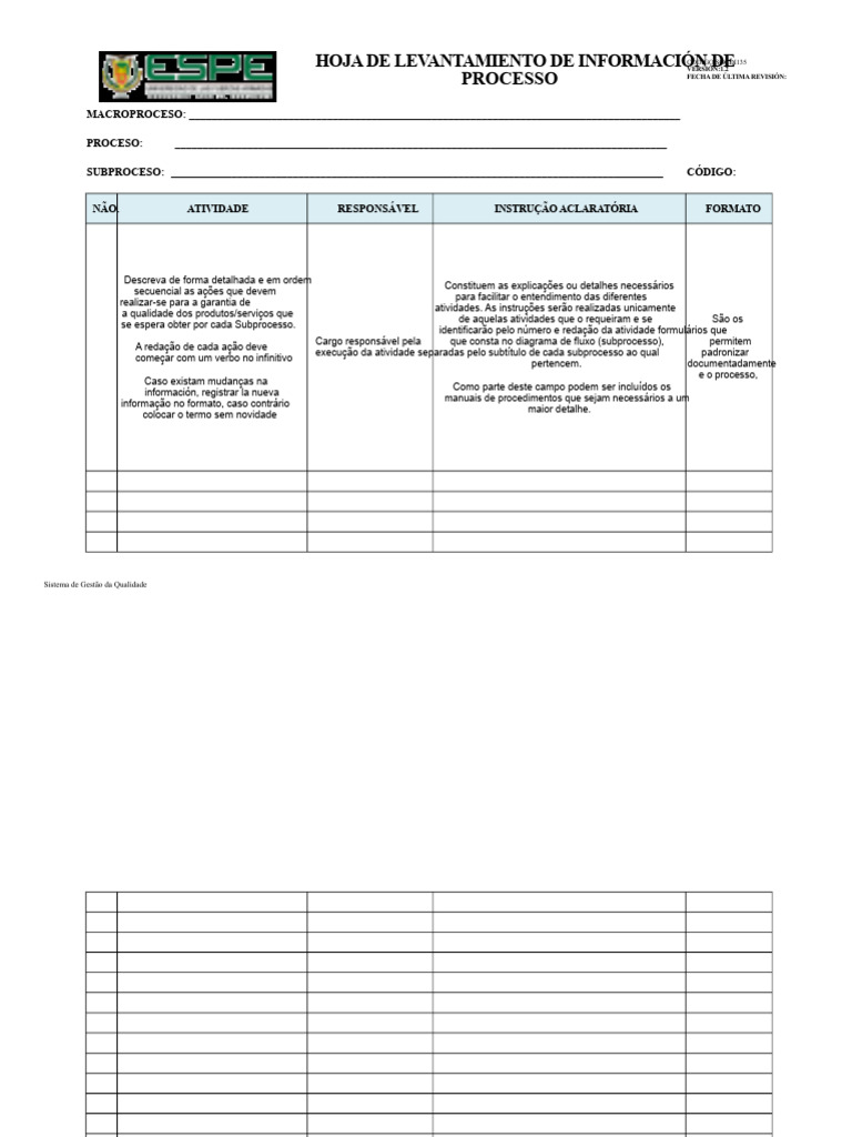 Levantamento de Informações de Processo | PDF | Qualidade (negócios ...