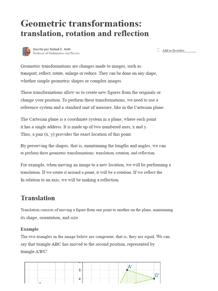 Geometric Transformations: Translation, Rotation, and Reflection - All ...