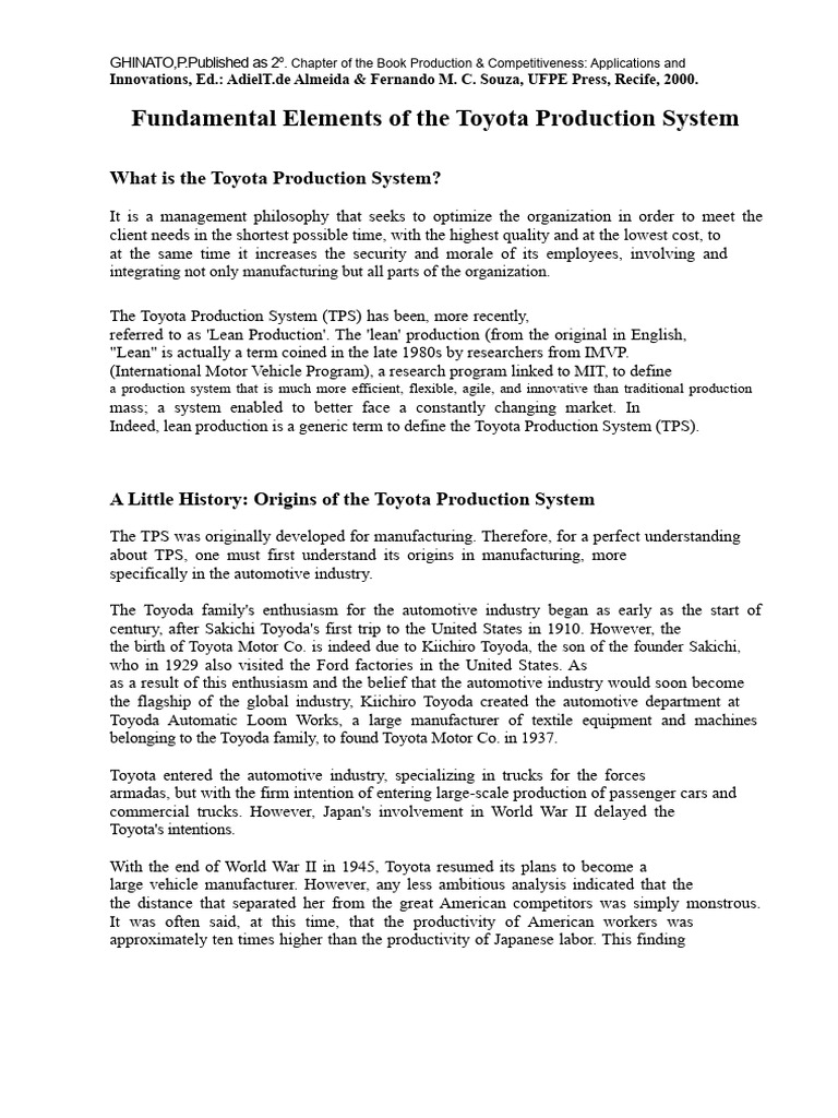 Fundamentals of The Toyota Production System | PDF | Lean Manufacturing ...