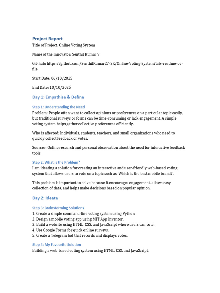 Online Voting System Project Report | PDF | Websites | Usability