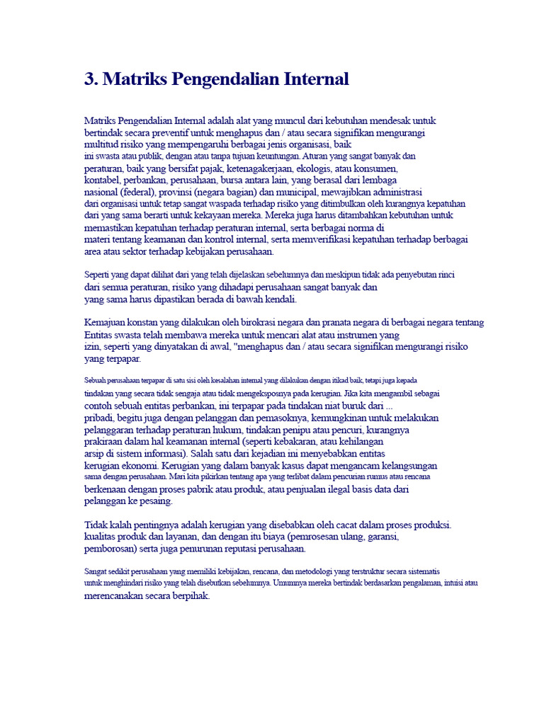 Matriks Pengendalian Internal | PDF