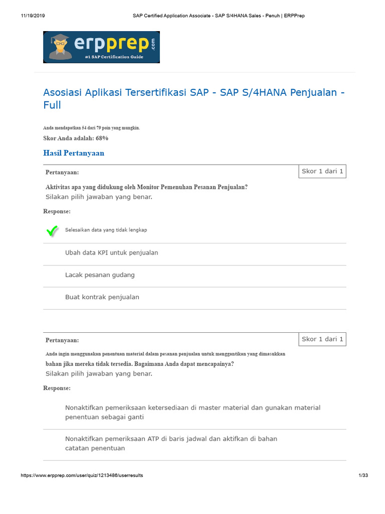 Asosiasi Aplikasi Tersertifikasi SAP - SAP S/4HANA Penjualan | PDF